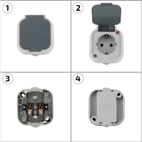 Schuko Steckdose Typ F IP54 Grau