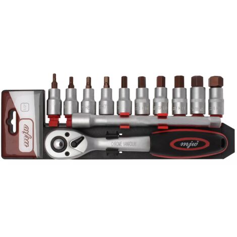 MJW Set di bussole esagonali da 1/2" con cricchetto e prolunga