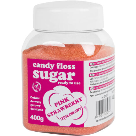 Zucchero filato colorato, rosa, gusto fragola, 400 g