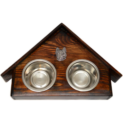 Pastore francese Briard, Berger de Brie - supporto in legno con ciotole ...