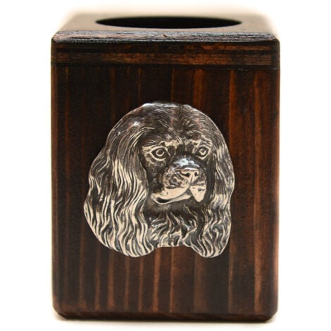 Cavalier King Charles Spaniel - candelabro in legno con un cane, un ...