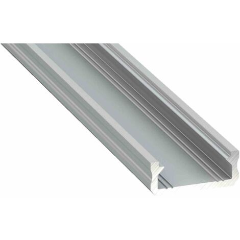 PROFILO IN ALLUMINIO ARGENTO TIPO D 2m + PARALUME LATTE
