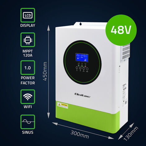 Inverter solare ibrido modulare off-grid Qoltec 6200W 120A 48V MPPT fino a 12 unità BMS Sinus ...