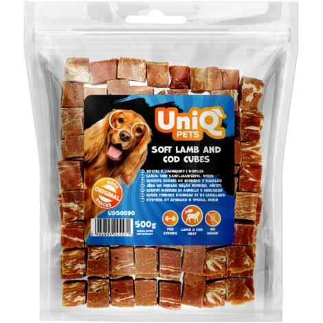 Snack per cani Cubetti morbidi con agnello e merluzzo UniQ Pets 500 g