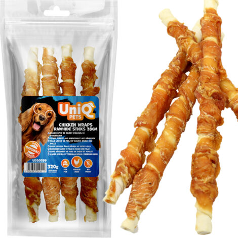 Snack per cani Long Sticks in pelle di manzo con pollo UniQ Pets 320g