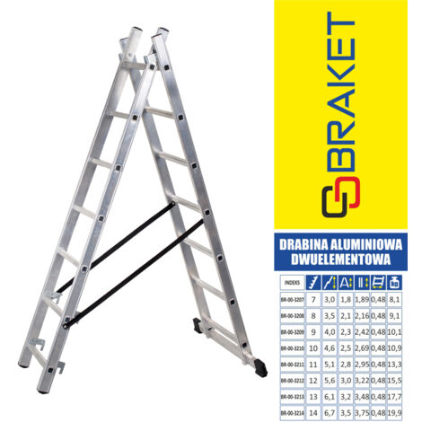 SCALA IN ALLUMINIO A 2 ELEMENTI 400 CM 9+9 PIOLI - BR-00-3209