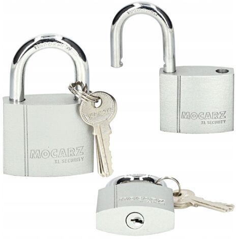 LUCCHETTO MOCARZ SATINATO SPESSORE 75 MM 3 CHIAVI INCLUSE