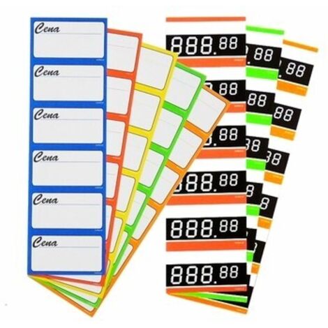 Etichette adesive per prezzi con nome, 6 mix - 20 strisce x 6 pezzi.