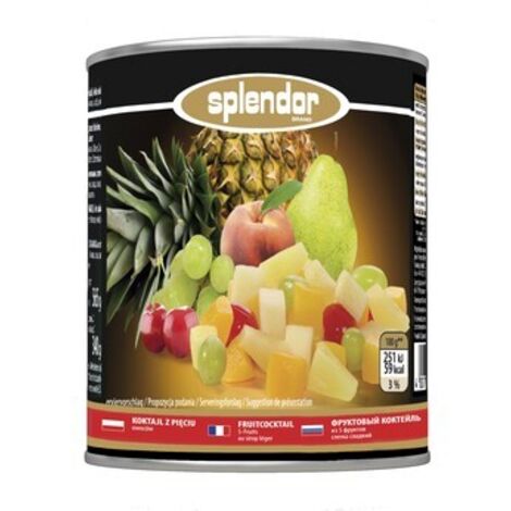 SPLENDOR 5 Cocktail di Frutta 820g - Spuntino veloce, insalata deliziosa