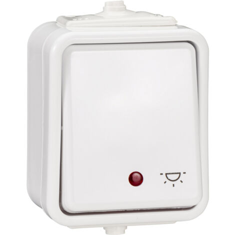 Pulsante "light" da superficie, con retroilluminazione, IP44, bianco CEDAR