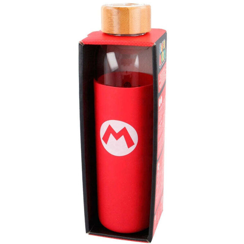 Bottiglia di vetro con coperchio in silicone Super Mario Bros, capacità ...