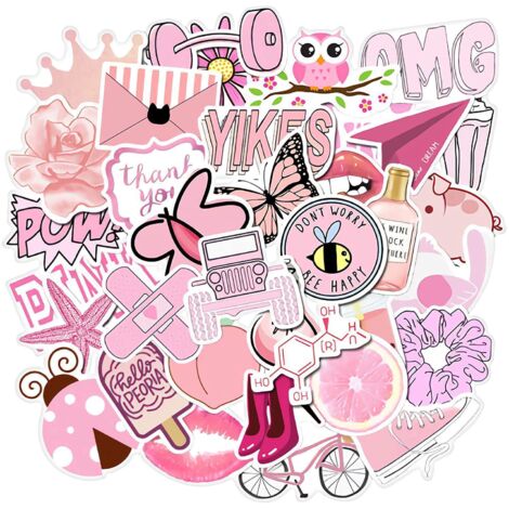 50 adesivi e decalcomanie - vsco rosa n 3