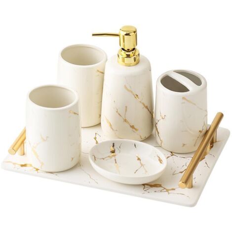 Set da bagno in 5 parti - bianco