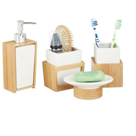 Set da bagno in bambu e ceramica 88307