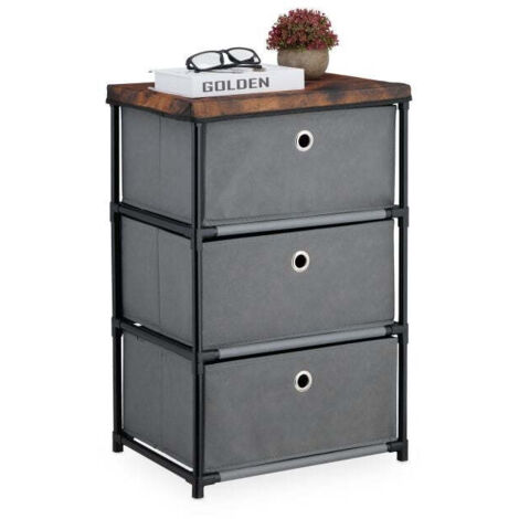 Cassettiera dal design in legno con cassetti in tessuto