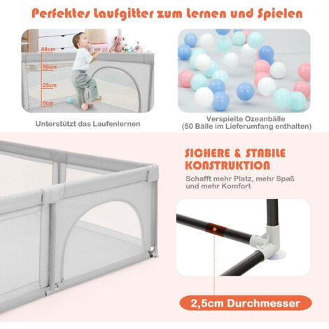 Tenda box per neonati e bambini piccoli box con 2 porte grigia