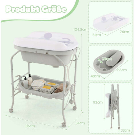 Fasciatoio pieghevole 4 in 1 con vasca da bagno fasciatoio portatile ...