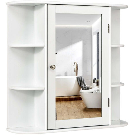 Mobile da bagno con specchio 4 scomparti e 6 ripiani aperti mobile da ...