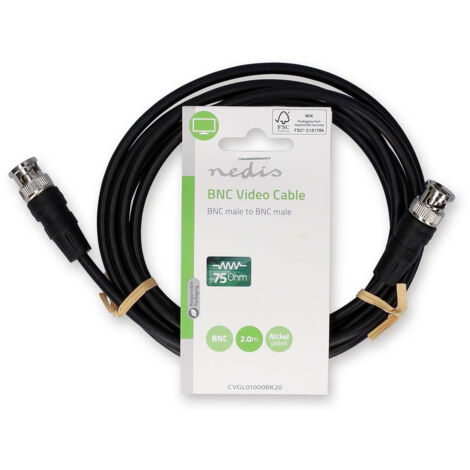 Bnc video cable bnc male bnc male nickel plated 75 ohm 200 m round pvc ...