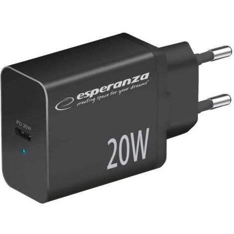 Caricabatterie Esperanza Quick Power 20W Usb-C Pd Nero