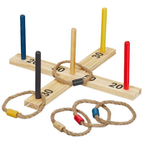 Wooden ring toss game