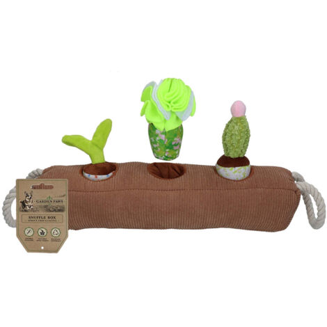 Dog snuffle box with removable plants recycled material