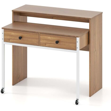 Scrivania allungabile con 2 cassetti e ruote, 100x63x88 cm