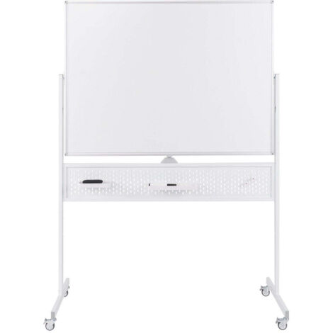 Lavagna bianca mobile bifacciale 120x90 cm con supporto e ruote