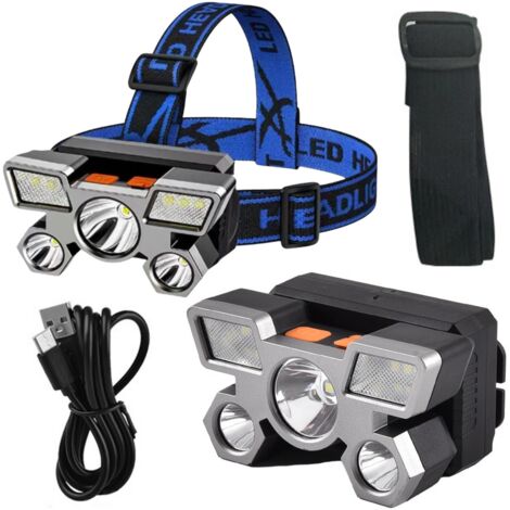 Lampada frontale a led 4 modalita cinturino regolabile impermeabile