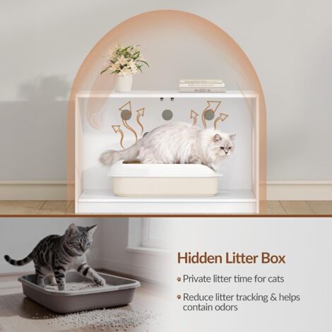 Meuble Litiere Chat, Maison de Toilette Chat avec Portes à Ouverture ...