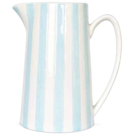 Pichet, carafe ou vase rayures Bleu givré et blanc