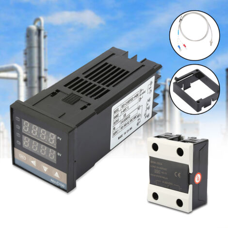 Eosnow Kits de controlador de temperatura PID Digital CA 110-240V 0-400 ℃ + 25A SSR + termopar ...