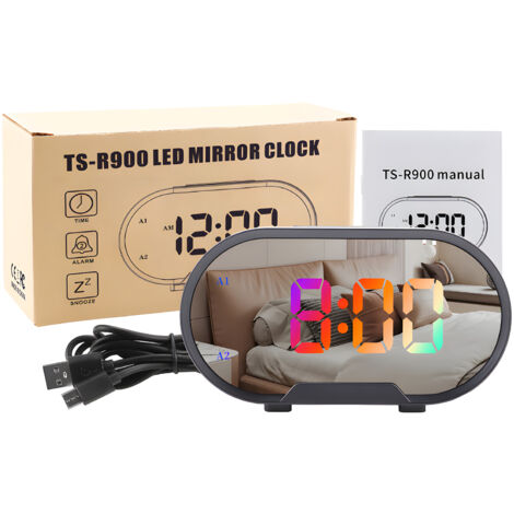 Eosnow RGB LED Digital despertador Digital 5.5 pulgadas Gran espejo ...