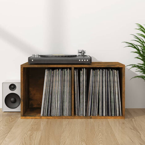 Boîte de rangement à disques vinyle Chêne fumé 71x34x36 cm Bois