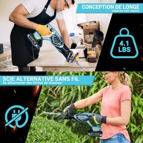 Scie sabre 18V - Poignée rotative, 1batterie, chargeur -2 Lames ...