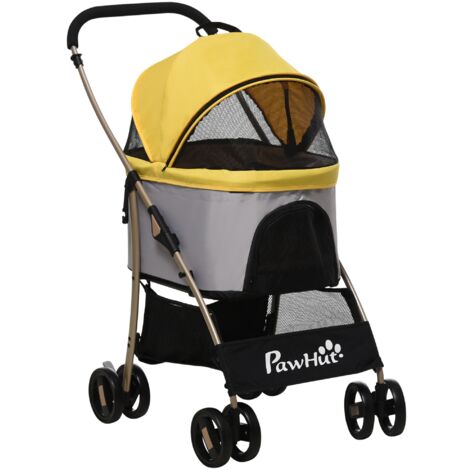 Poussette 2 en 1 pour animaux de compagnie, avec 4 roues, coussin ...