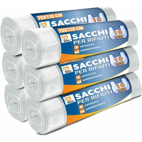 60 Sacchi Spazzatura Trasparenti 110L 70x110 cm Resistenti