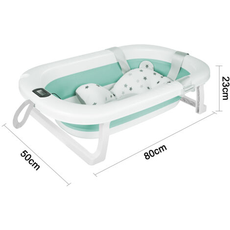 Faltbare Baby-Badewanne mit Wasserthermometer, Kissen, rutschfester ...