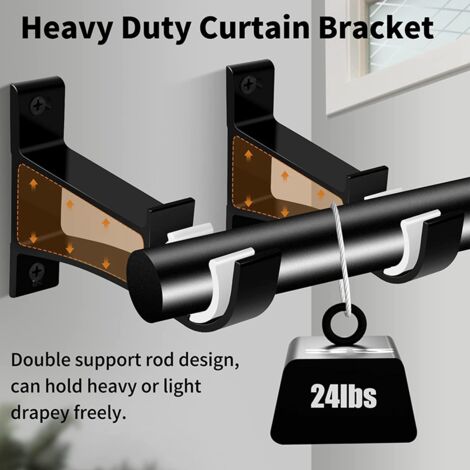 4 Pack Aluminum Curtain Rod Brackets 118cm Curtain Rod Brackets with ...