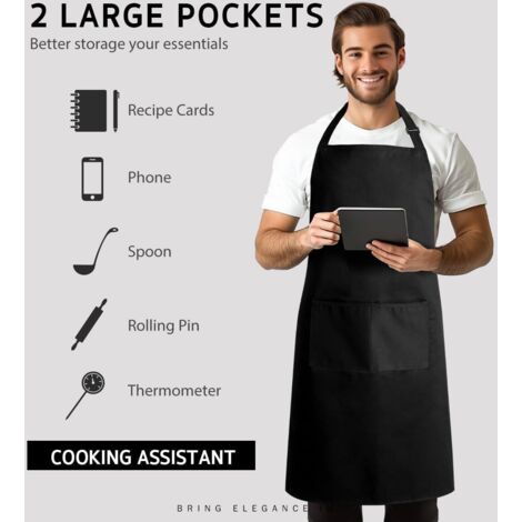 （2 Pièces )Tabliers de Cuisine pour Homme Femme, Tablier de Ménage Tabliers Porte-Outils avec 2 ...