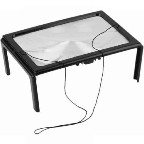 Loupe de lecture pour personnes âgées - (Grossissement : 3x) Loupe de bureau A4 avec éclairage LED