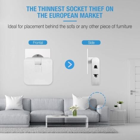 2x Multiprise Plate Derriere Meuble avec 3 Prises Prise Plate avec ...