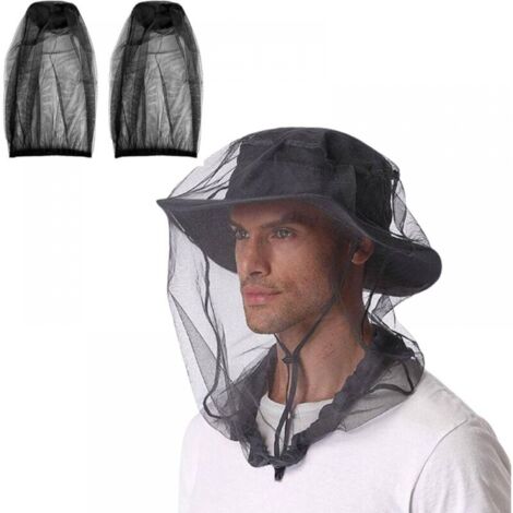 2pcs Noir Moustique répulsif Chapeau avec moustiquaire Visage Filet ...