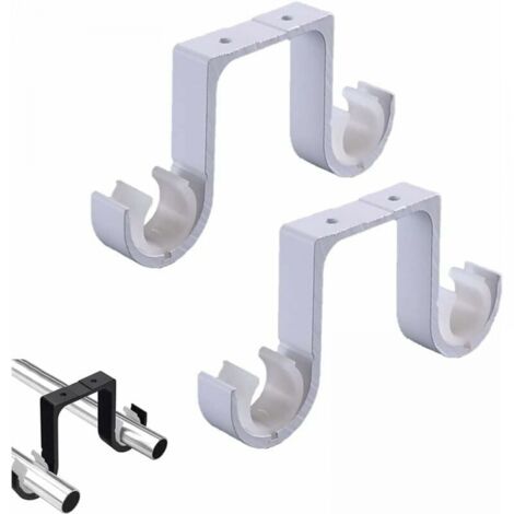 2 Support de plafond Support blanc Support de tringle à rideau double ...