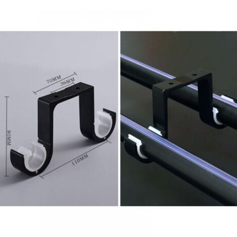 2 Support de plafond Support blanc Support de tringle à rideau double ...