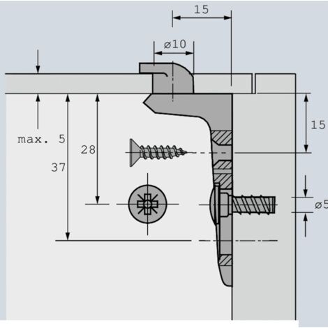 Hettich MB-Rückwandverbinder, RV1, 19558, Zinkdruckguss, silber, vernickelt