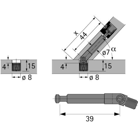 Hettich MB-Gelenkdübel, Bohr Ø 8mm, Spannmaß 39mm, DU 634, 9129712 ...