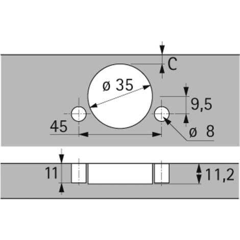 Hettich MB-Topfscharnier, Intermat 9936, 73923, 95°, Kröpf. 16mm, Stahl ...