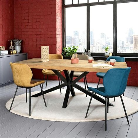 Table pied central en bois recyclé 200 cm CANBERRA