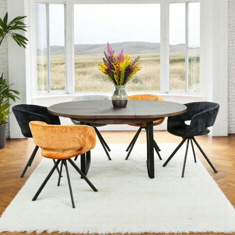 Table ronde extensible en bois recyclé D 120-160 cm SAMOA